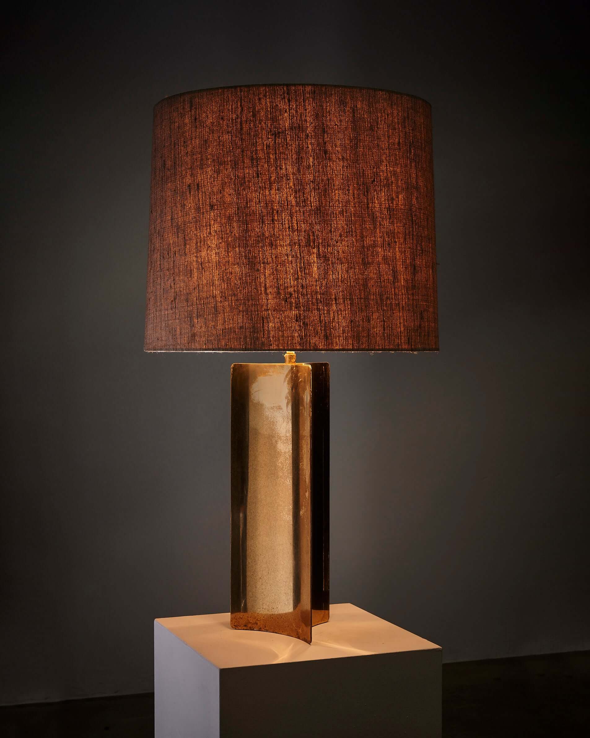 Brass Triangular Prism Table Lamp, Cosack